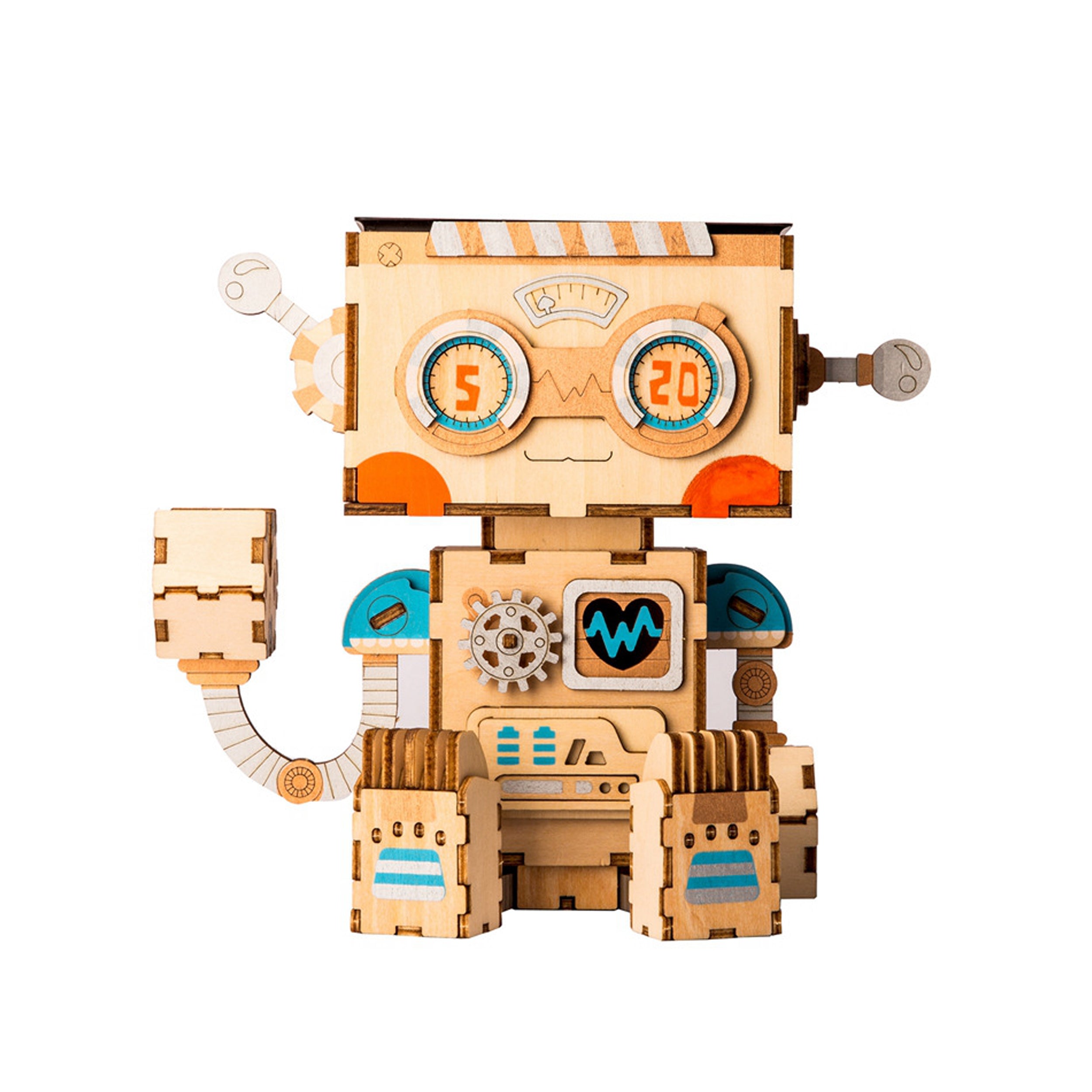 Robotime Pot Robot | Houten 3D DIY plantenpot | Robotime Nederland