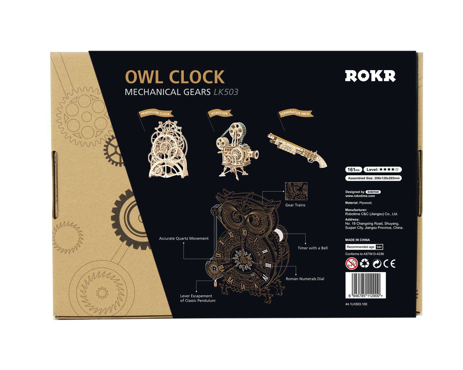 Robotime Owl Clock | Houten 3D DIY bouwset | Robotime Nederland
