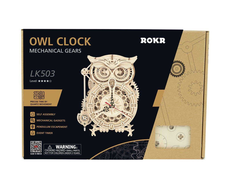 Robotime Owl Clock | Houten 3D DIY bouwset | Robotime Nederland